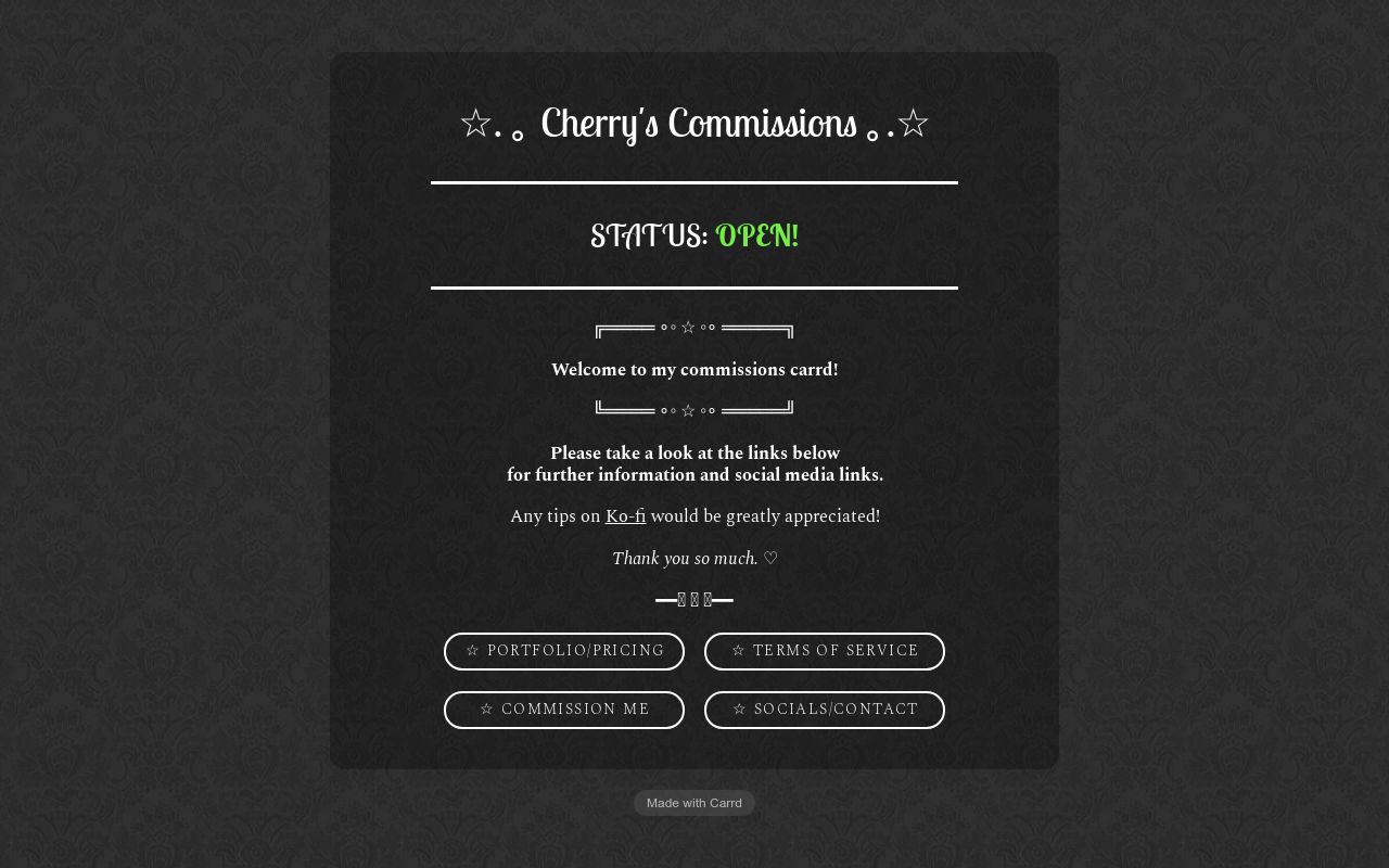 cherry's commissions